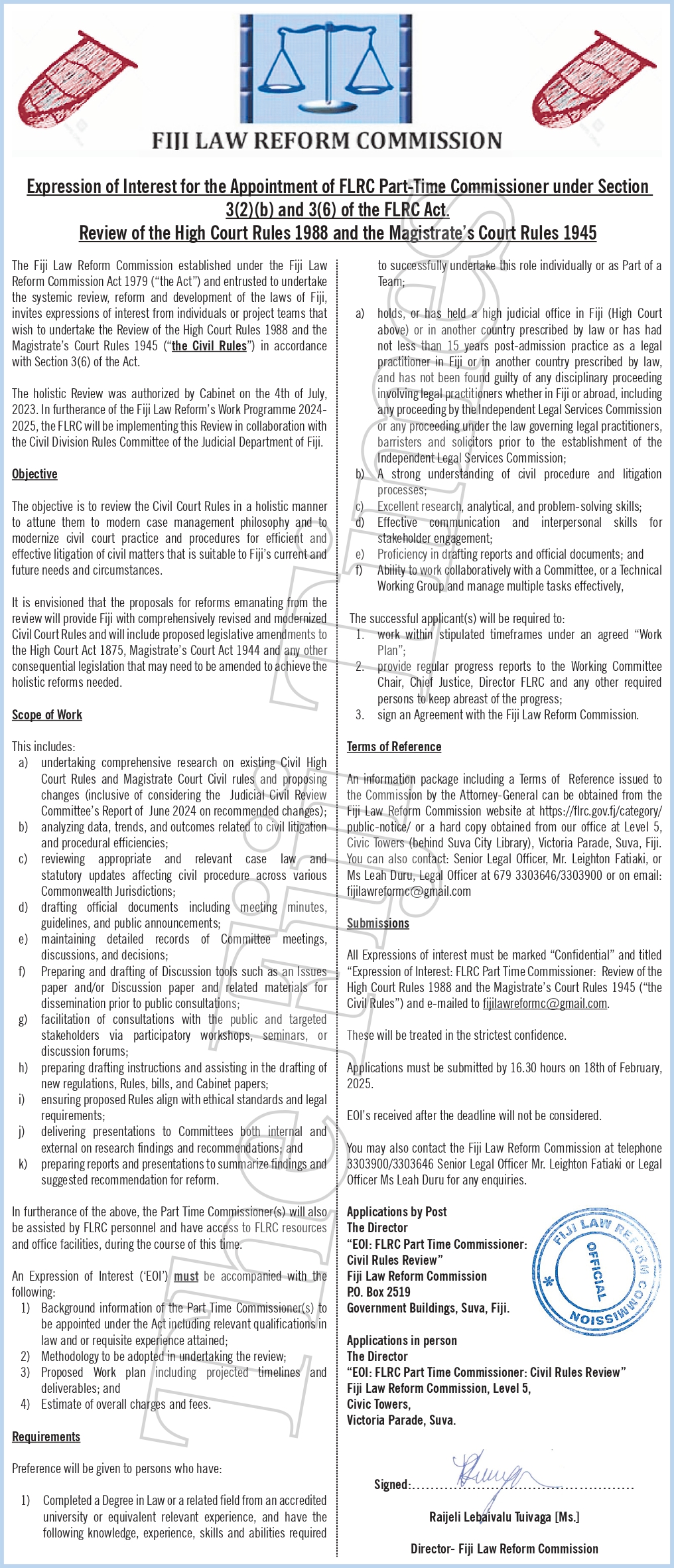 Submission Form - Fiji Law Reform Commission